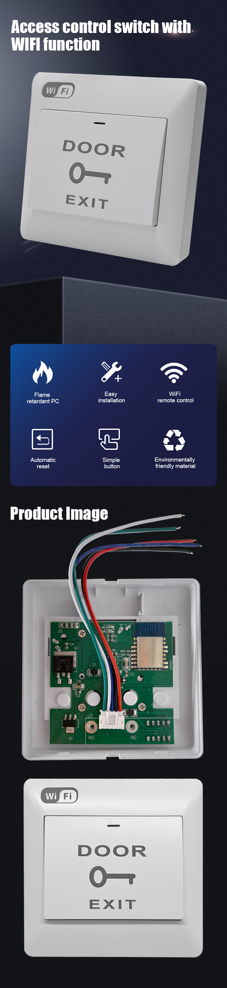 Tuya Plastic Exit Button,Intelligent Access Control System -S4A Access Control