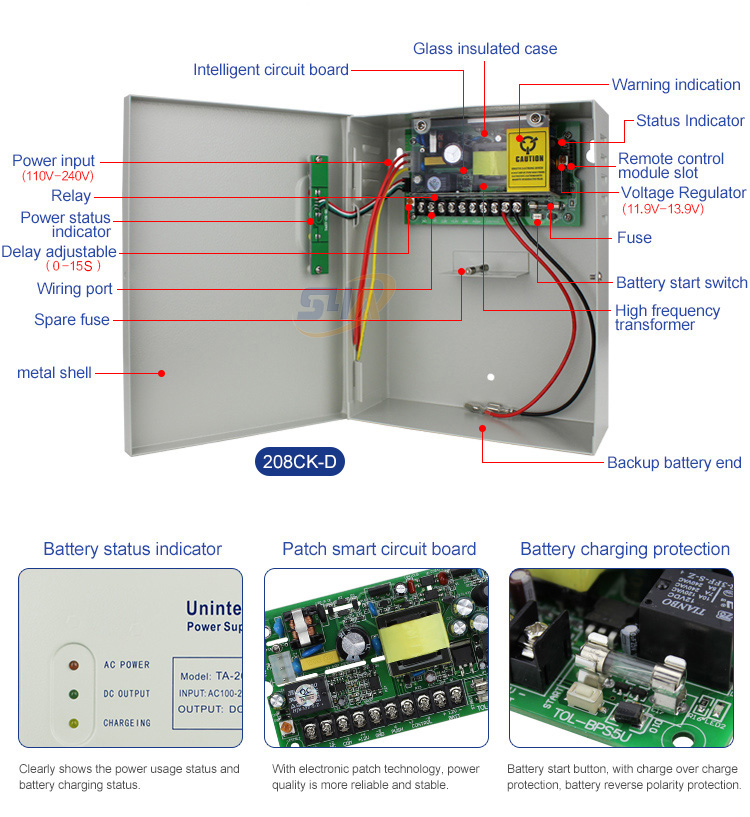 Access Control Power Supply 12v 5a With Ups With Led Light And Optional Remote Control OEM ...
