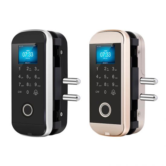OEM Manufacturer Fingerprint Glass Door Lock Built In Time Attendance ...