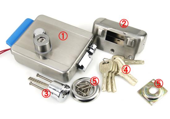 Stainless Steel Lock Brushed Double Cylinder Electric Rim Lock With Key ...