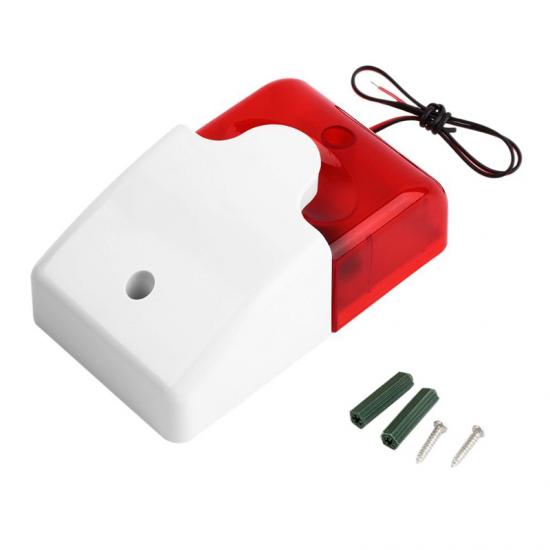 DC9 To 12V Wired Strobe Siren Red Light Sound Flash Buzzer Siren ...